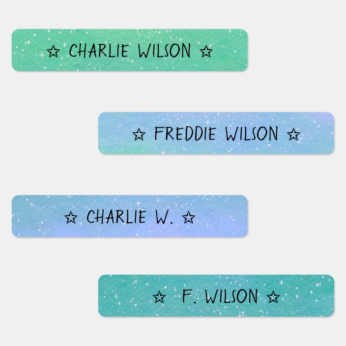 Gradient Green Blue Color Coded Waterproof Name Labels | Zazzle
