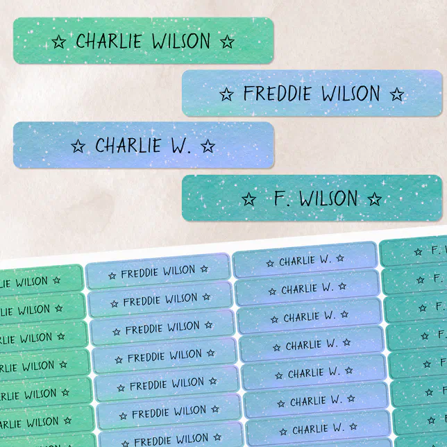 Gradient Green Blue Color Coded Waterproof Name Labels | Zazzle