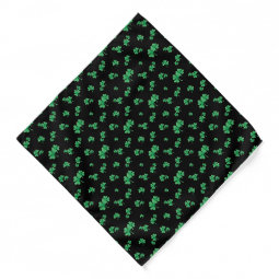 Gradient Green Irish Shamrock Pattern on Black Bandana | Zazzle