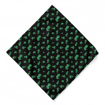Gradient Green Irish Shamrock Pattern on Black Bandana | Zazzle
