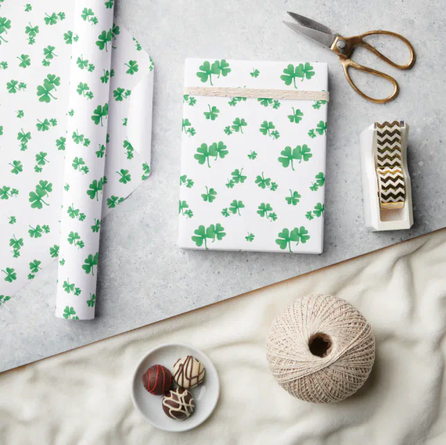 Gradient Green Irish Shamrock Pattern Wrapping Paper | Zazzle