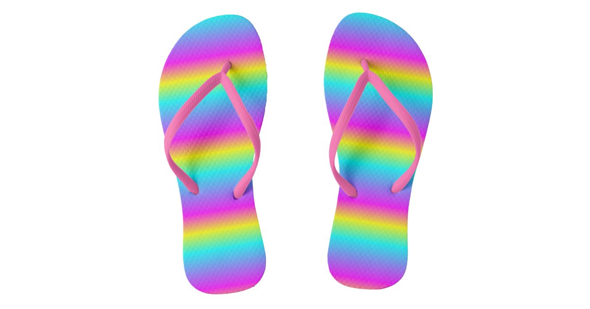 GRADIENT MOTIF OF THE RAINBOW FLAG COLORS FLIP FLOPS | Zazzle