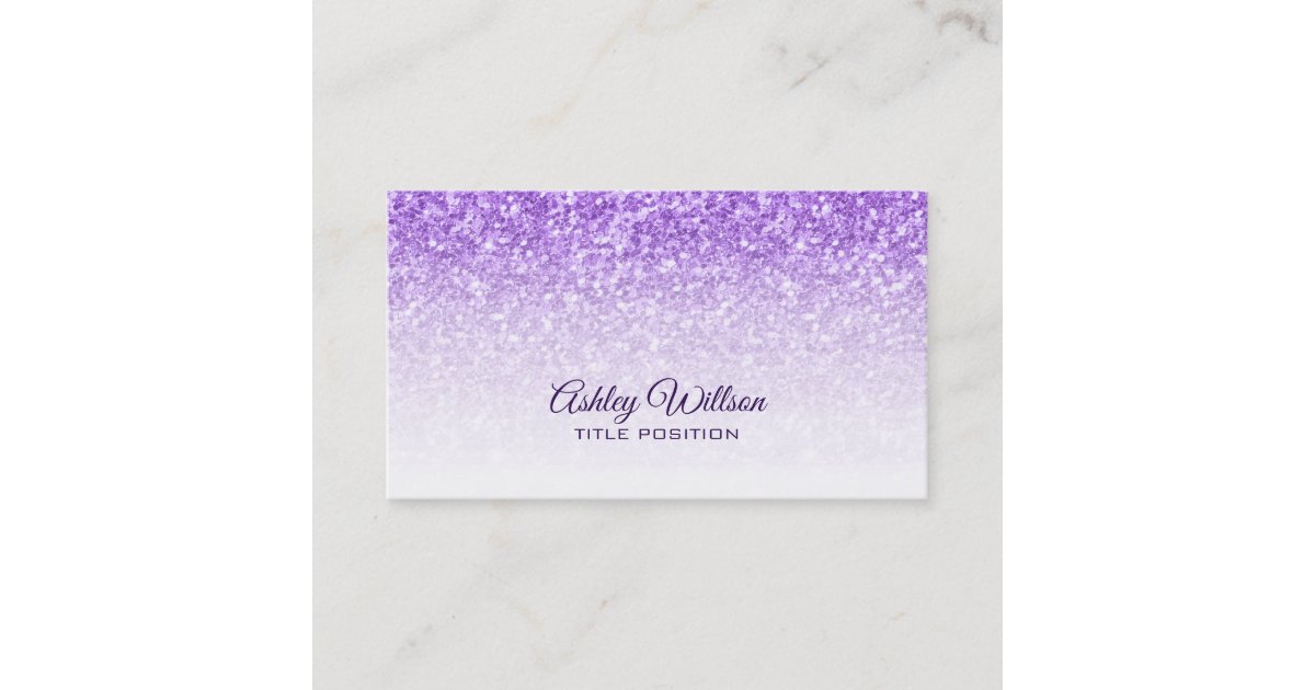 Gradient Purple Glitter Business Card | Zazzle