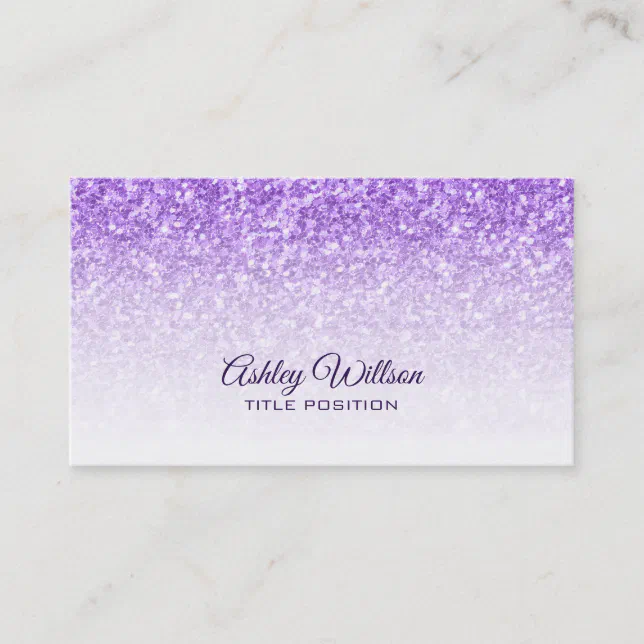 Gradient Purple Glitter Business Card | Zazzle