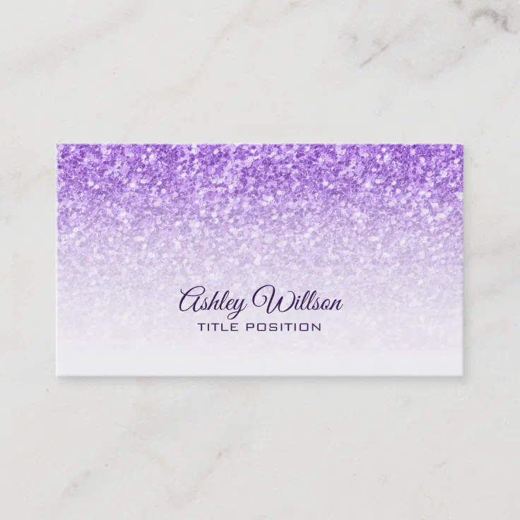 Gradient Purple Glitter Business Card | Zazzle