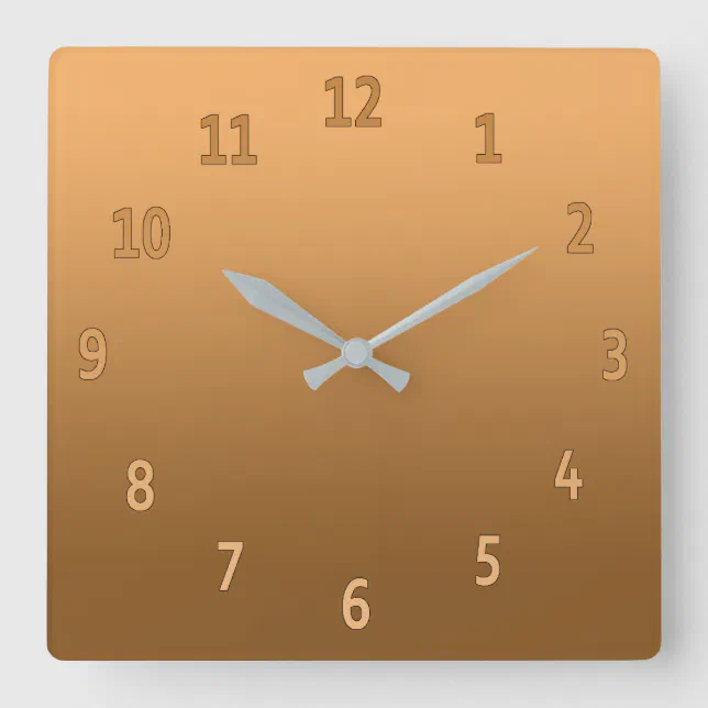Gradient Simple Colorful Golden Square Wall Clock | Zazzle