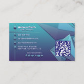 Gradient Teal 3D Social Media Navy Blue QR Code Business Card | Zazzle