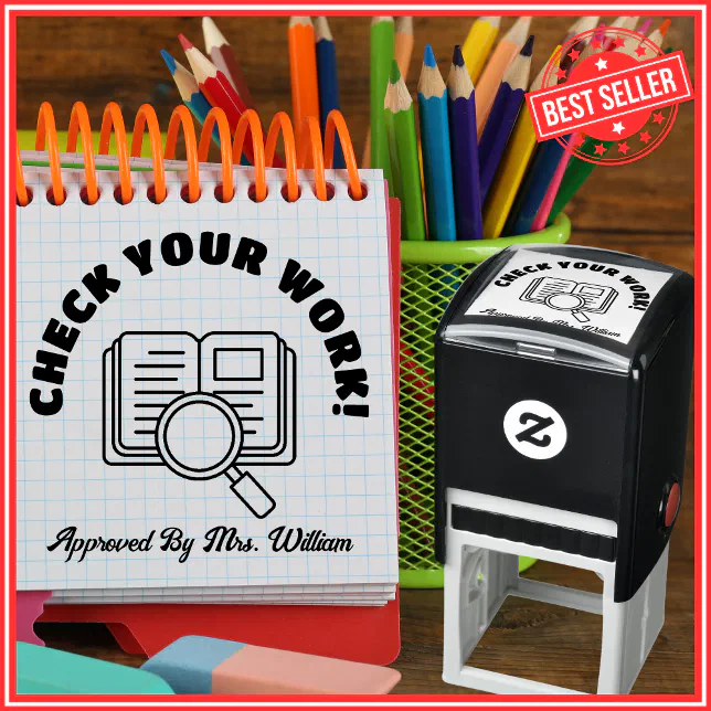 Grading Check Your Work Approved Teacher Self-inking Stamp | Zazzle