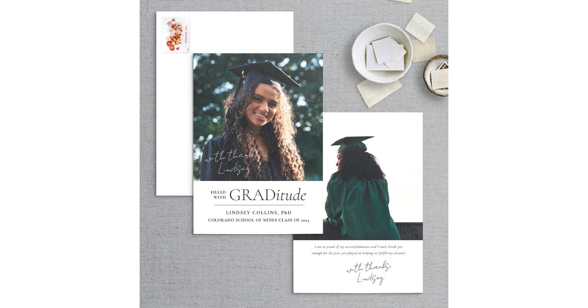 GRADitude Photo White Graduation Announcement | Zazzle
