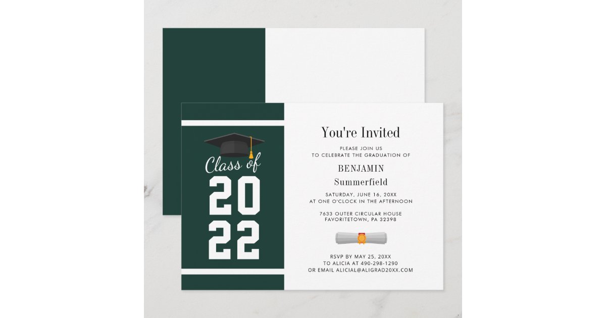 Graduate 2024 Green White Graduation Party Invitation | Zazzle