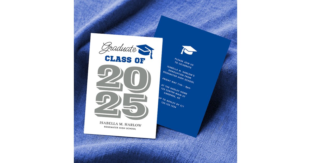 Graduate 2025 Blue and Gray Graduation Invitation | Zazzle