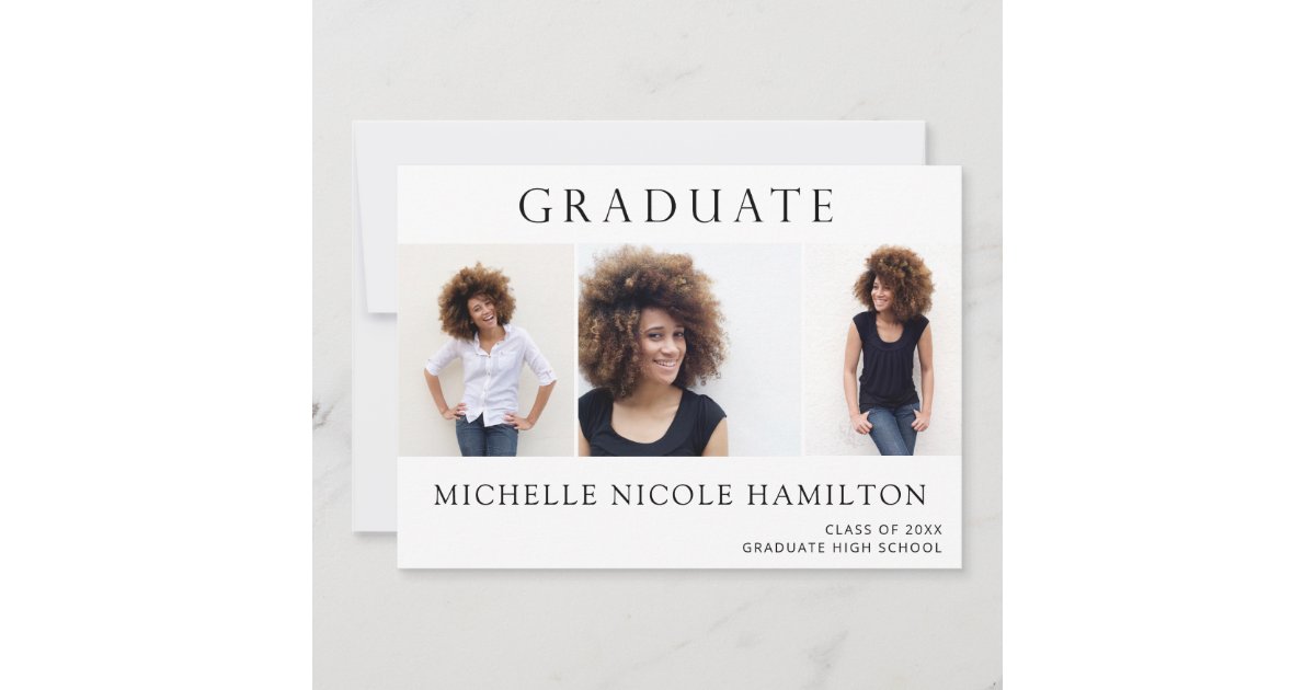 Graduate 3 Photo Graduation Announcement | Zazzle
