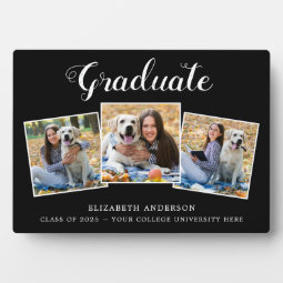 Graduate 3 Photo Name School Graduation Plaque | Zazzle