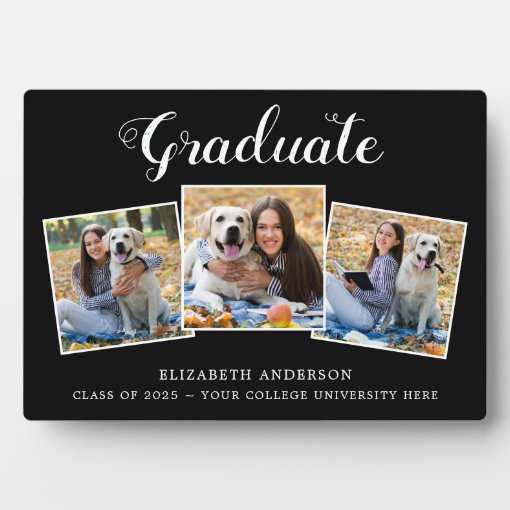 Graduate 3 Photo Name School Graduation Plaque | Zazzle