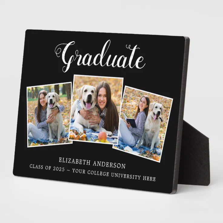 Graduate 3 Photo Name School Graduation Plaque | Zazzle