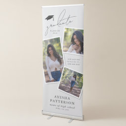 Graduate 3 Picture Graduation Party Retractable Banner | Zazzle