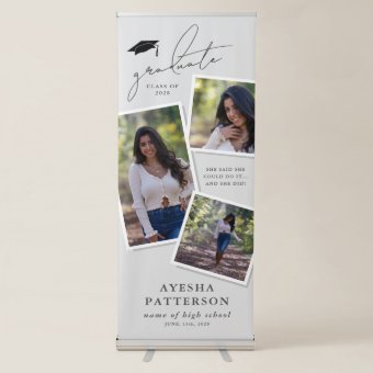 Graduate 3 Picture Graduation Party Retractable Banner | Zazzle