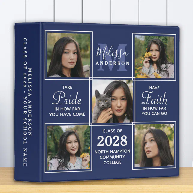 Graduate 5 Photo Collage Graduation Scrapbook 3 Ring Binder | Zazzle
