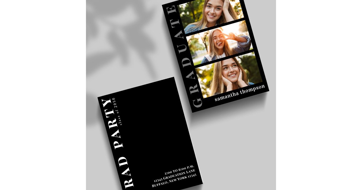 Graduate Black and White Modern Photo Collage Invitation | Zazzle