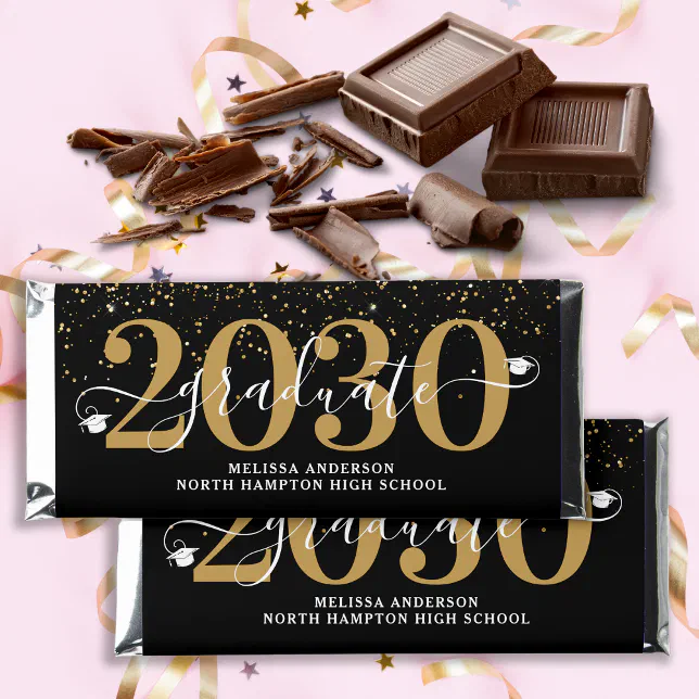 Graduate Black Gold Personalized Graduation Hershey Bar Favors | Zazzle