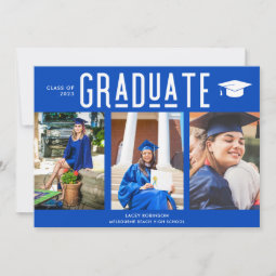 Graduate Blue 3 Photo Graduation | Zazzle
