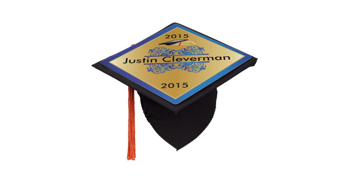Graduate | Blue and Gold | Personalize Graduation Cap Topper | Zazzle