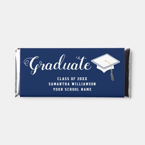 Graduate Blue and White Thank You Graduation Party Hershey Bar Favors ...