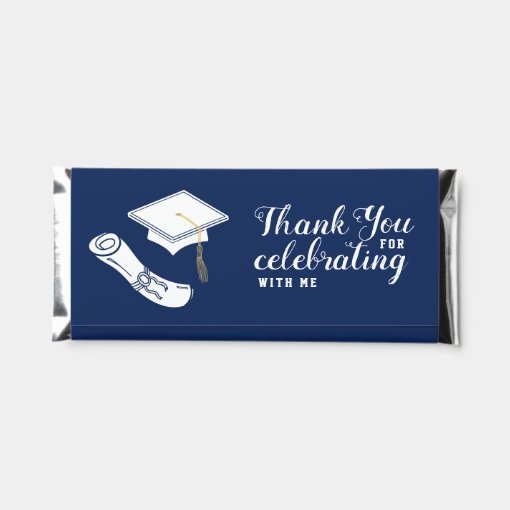 Graduate Blue and White Thank You Graduation Party Hershey Bar Favors ...