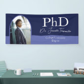 Graduate Blue Arch Script Photo PhD Graduation Banner | Zazzle
