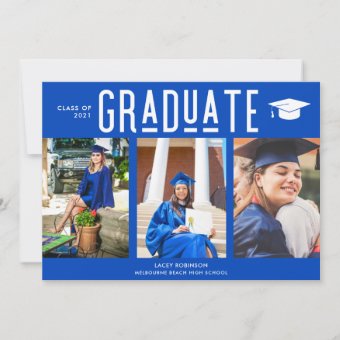 Graduate Blue Graduation Photo Class of 2021 | Zazzle