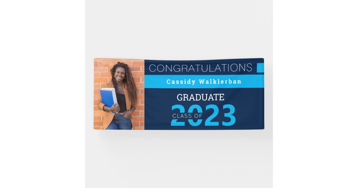 Graduate Blue Photo Graduation Banner | Zazzle