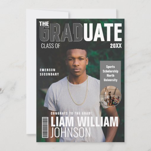 Graduate Bold Custom Grad Photo Magazine Cover Announcement | Zazzle