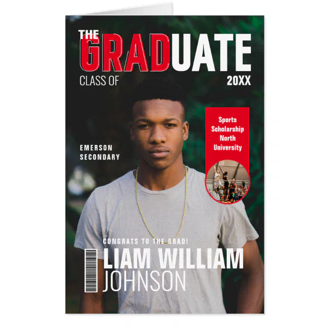Graduate Bold Custom Grad Photo Magazine Cover Card | Zazzle