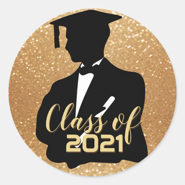 Graduate Boy Student - Class of 20XX Classic Round Sticker | Zazzle
