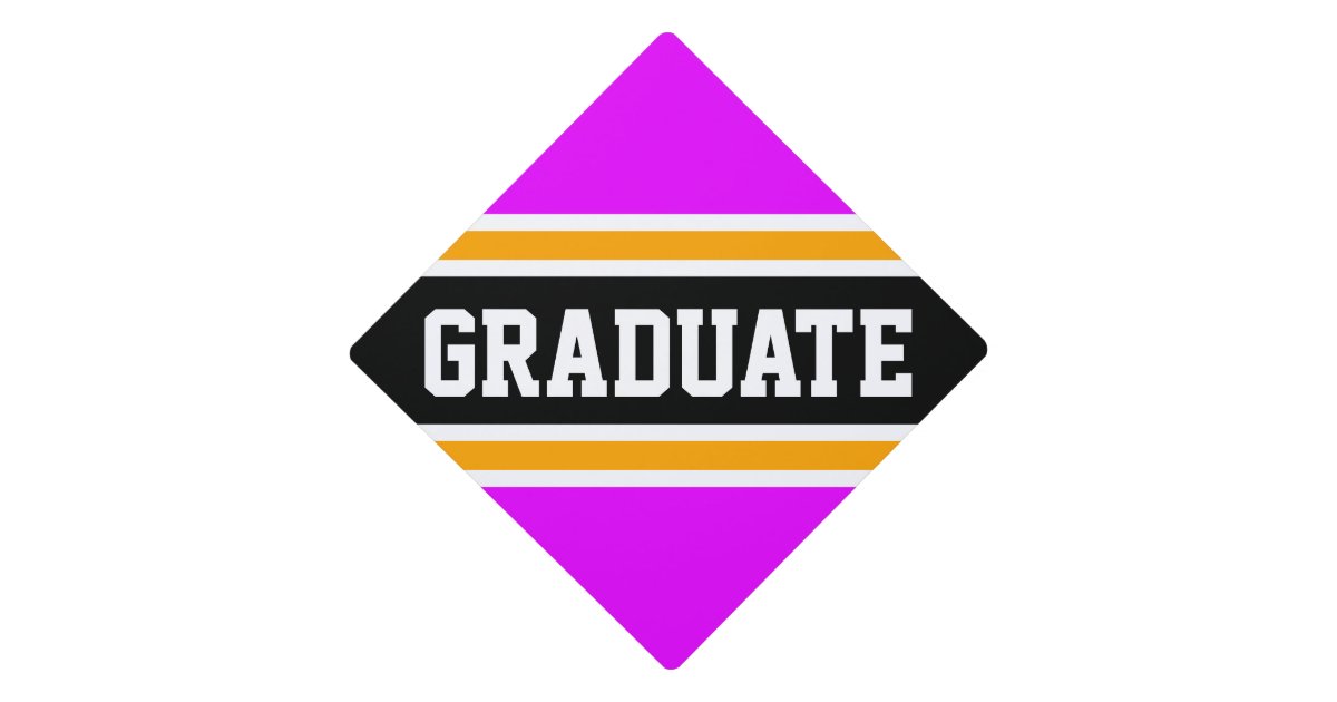 GRADUATE Bright Pink Black Orange Racing Stripes Graduation Cap Topper ...