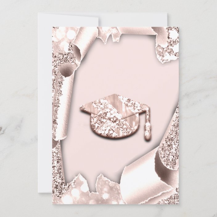 Graduate CAP Bachelorette Party Rose Pink 3D Invitation | Zazzle.com