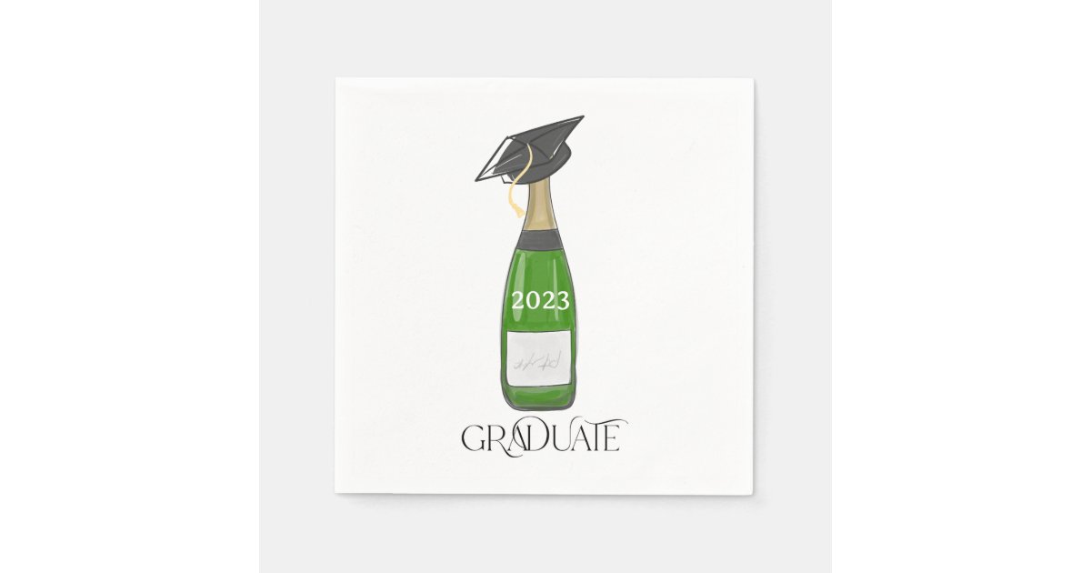 Graduate Champagne Graduation Cap Year Party Napkins | Zazzle