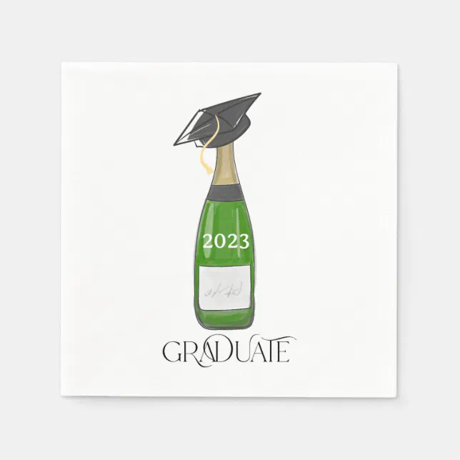 Graduate Champagne Graduation Cap Year Party Napkins | Zazzle