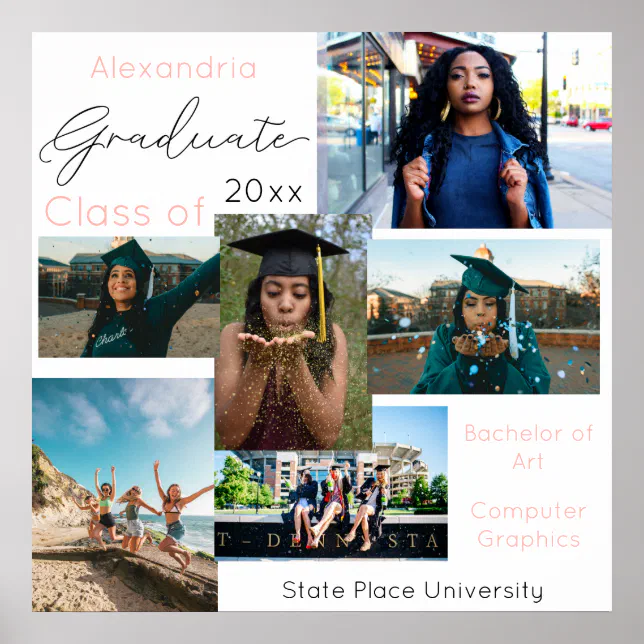 Graduate Class of College Photo 3- White Poster | Zazzle