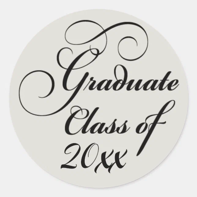 Graduate Class of Greige Elegant Classy Classic Round Sticker | Zazzle