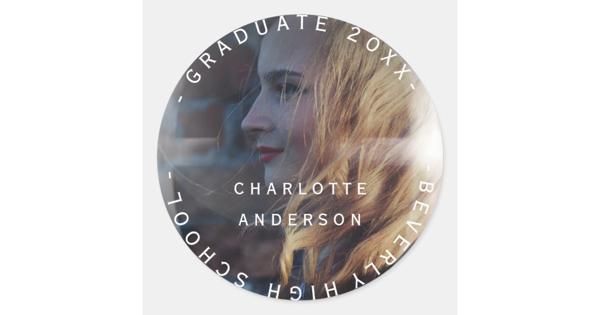 Graduate Class Of Name Custom Photo Bubble Classic Round Sticker | Zazzle