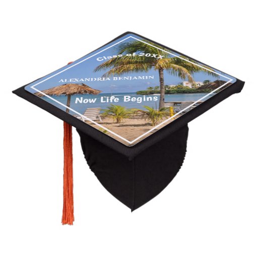 Graduate Class Trendy Tropical Now Life Begins Graduation Cap Topper ...
