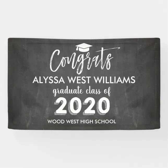 Graduate Congrats 2020 Chalkboard Graduation Banner | Zazzle