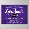 Graduate Congrats Elegant Purple White Graduation Poster | Zazzle
