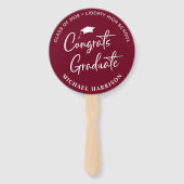 Graduate Congratulations Photo Burgundy Hand Fan | Zazzle