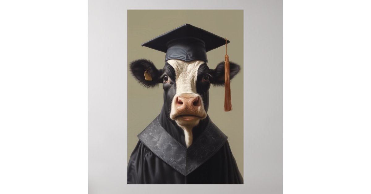 Graduate Cow Poster | Zazzle