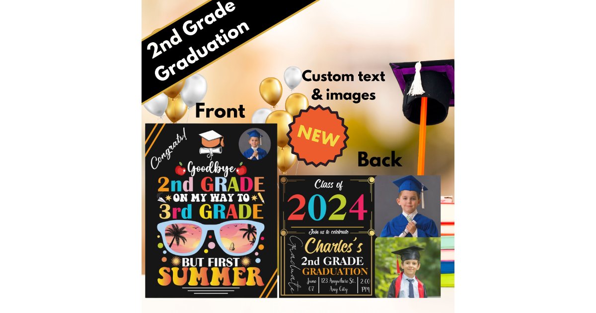 Graduate Custom Text & Images 2nd Grade Graduation Announcement ...
