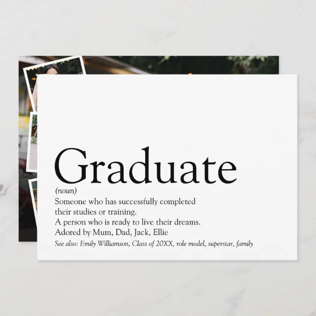 Graduate Definition Graduation Party 4 Photo Invitation | Zazzle