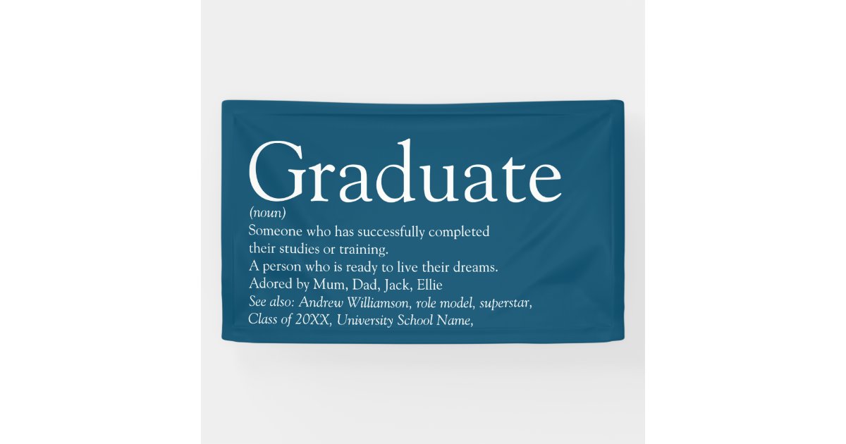 Graduate Definition Modern Blue Banner | Zazzle
