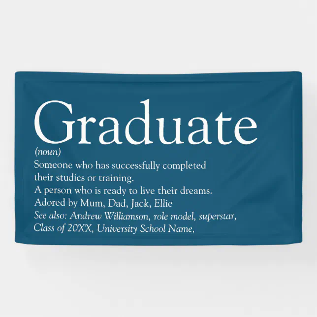 Graduate Definition Modern Blue Banner | Zazzle